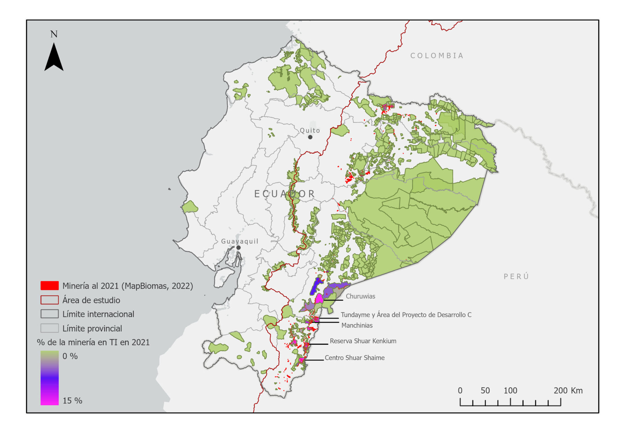 La mitad de la superficie minera en la Amazonía de Ecuador ocupa ...